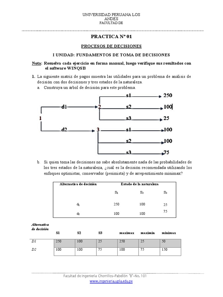 Practica #1 Procesos de Decisiones 2022 Ii | PDF | Probabilidad