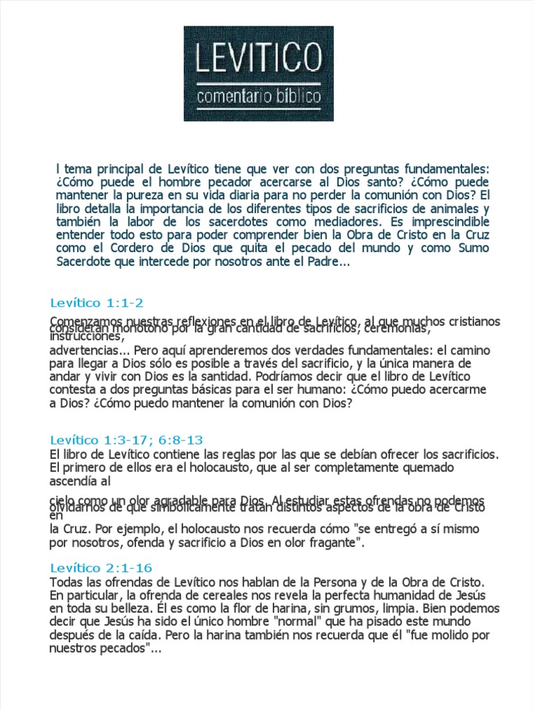 PDF Resumen Levitico | PDF | Libro de levítico | eucaristía