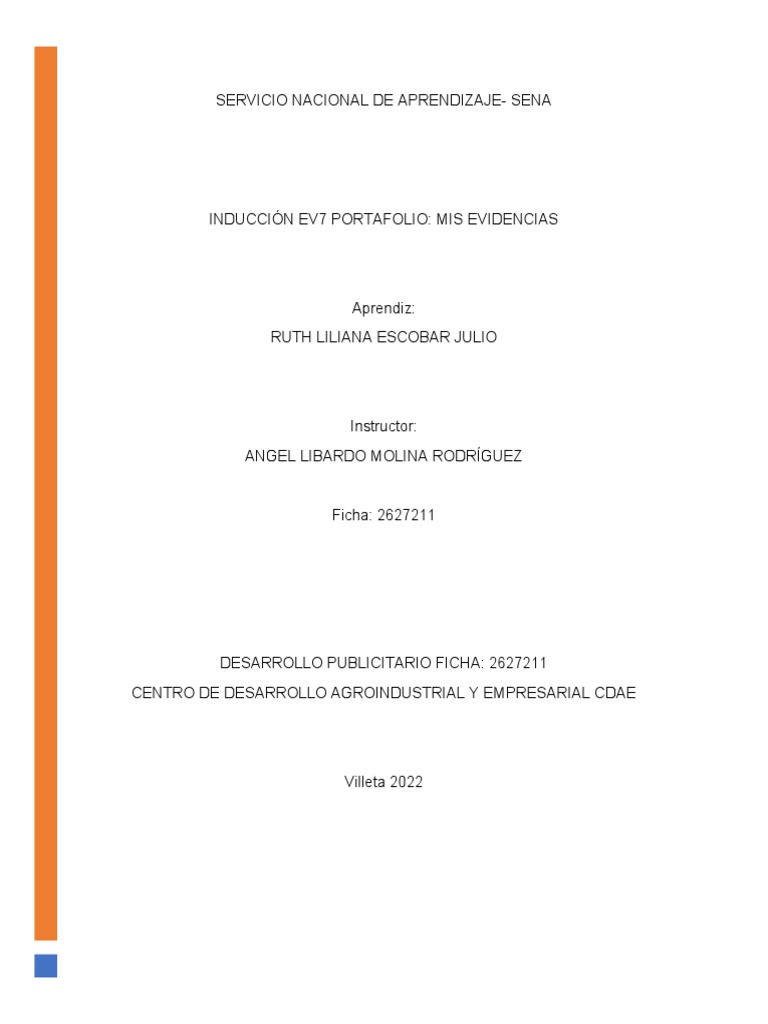 Inducción EV7: Portafolio de Evidencias | PDF