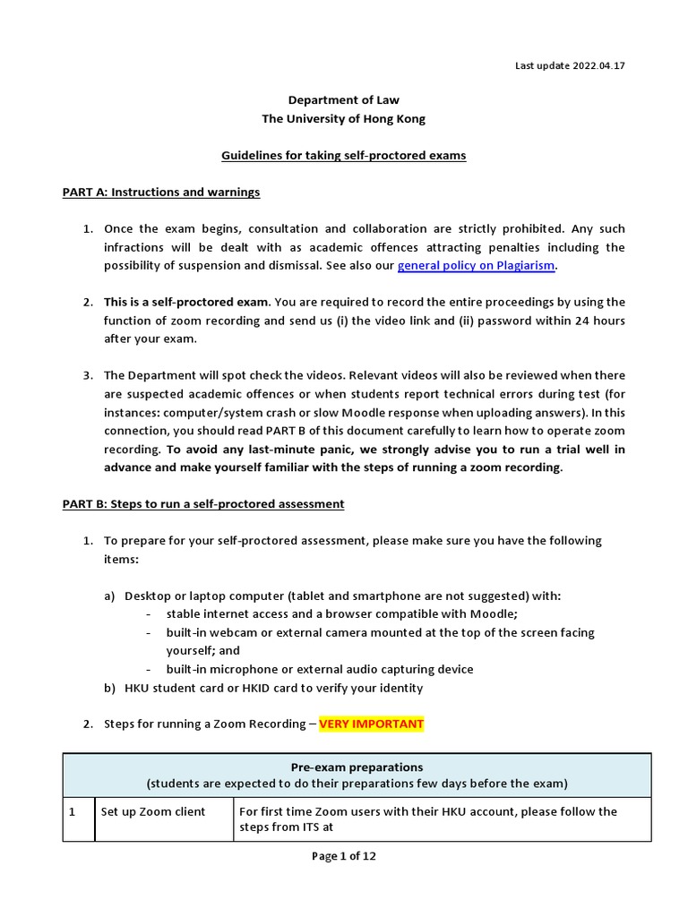 General Guidelines For Proctored Exam - 2nd Sem 21-22 | PDF | Test ...