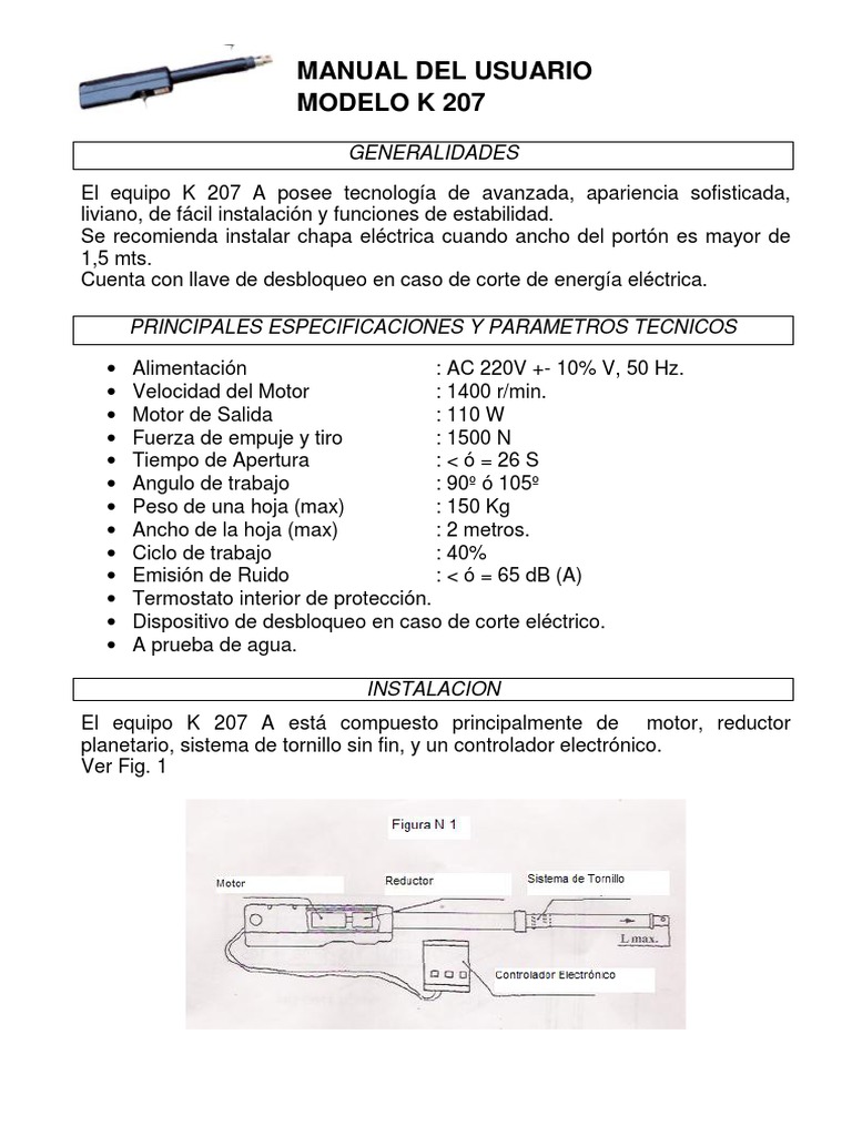 Manual Usuario K 207 | PDF