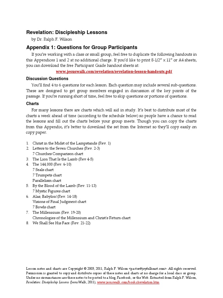 Revelation Lesson Handouts | PDF | Book Of Revelation | Religious ...