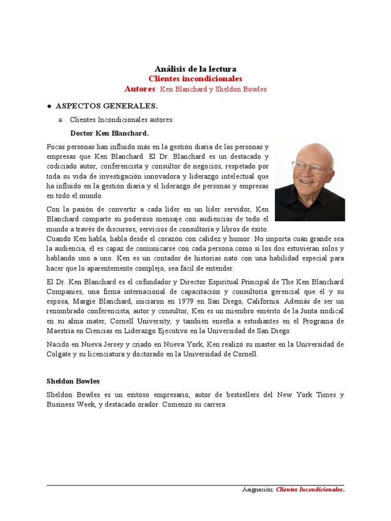 Lectura de Libro, Cliente Incondicional, Sheldon Bowles, Ken Blanchard ...