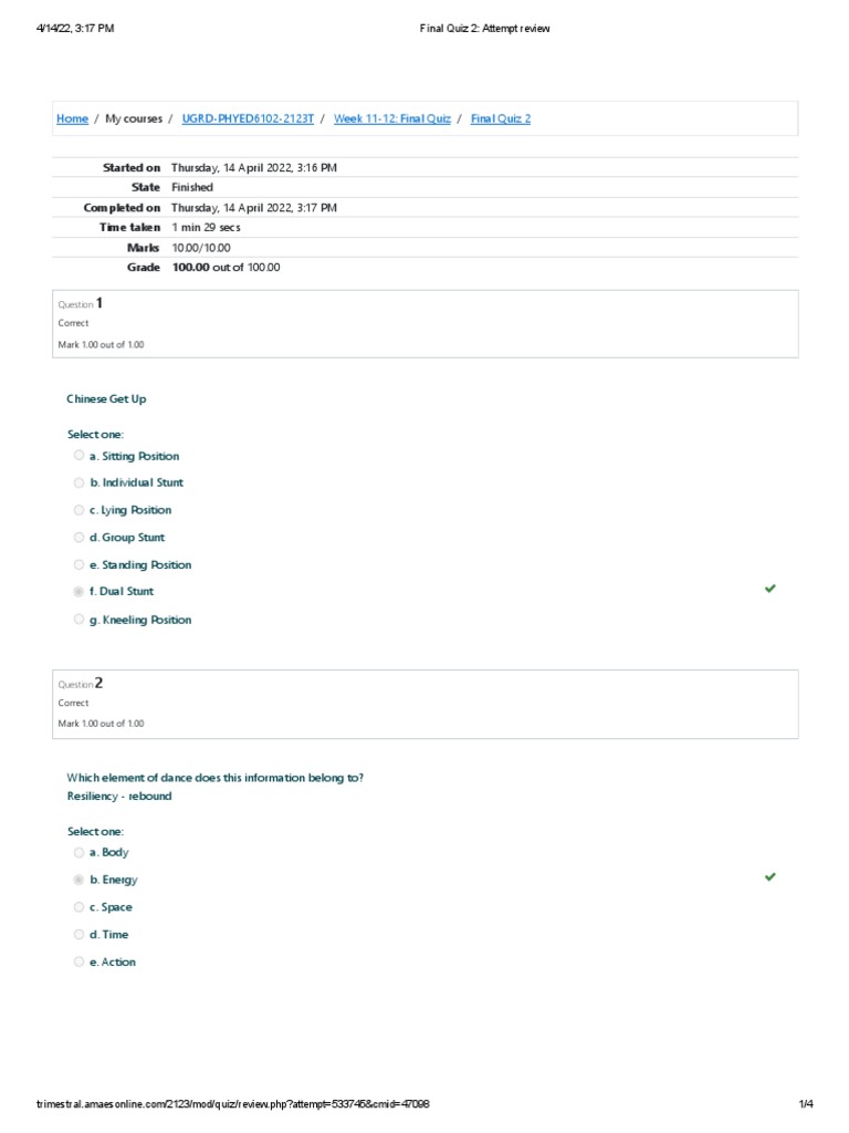 Final Quiz 2 - Rhythmic Activities | PDF | Dances | Gymnastics