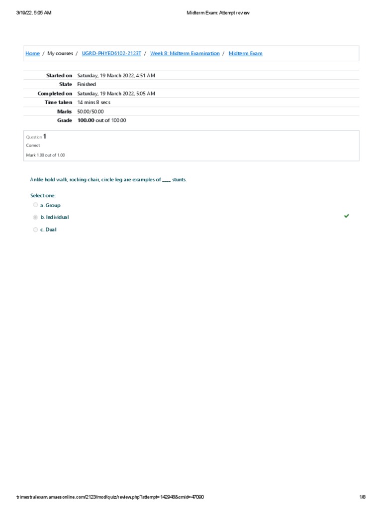 Midterm Exam - Rhythmic Activities | PDF
