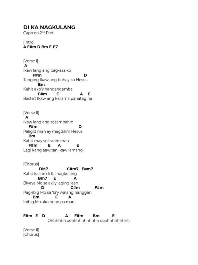 Di Ka Nagkulang (Key of B) - With Capo | PDF