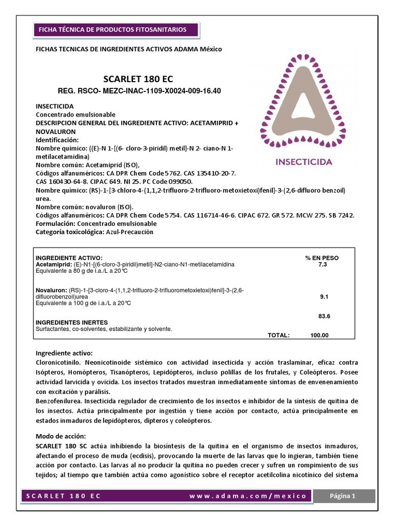 Ficha Tecnica Scarlet Adama | PDF | Pesticida | Residuos