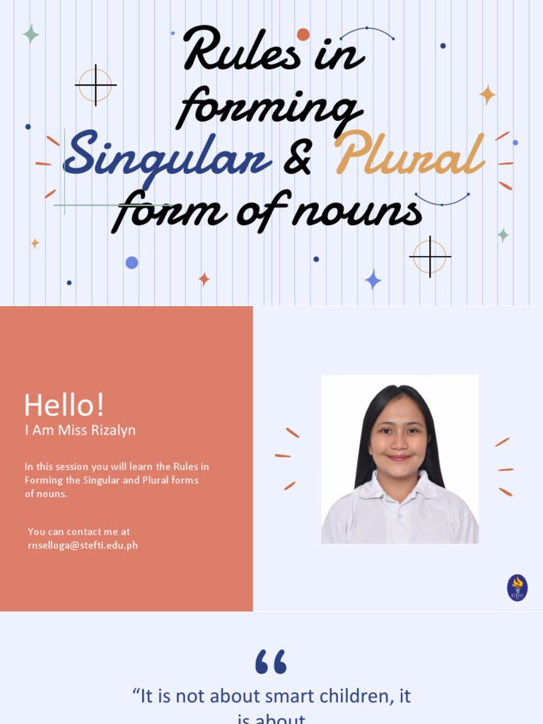 Rules in Forming The Singular and Plural Forms of Nouns 1 | PDF ...