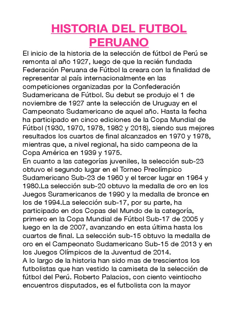 Historia Del Futbol Peruano | PDF | FIFA Copa del Mundo | Deportes ...