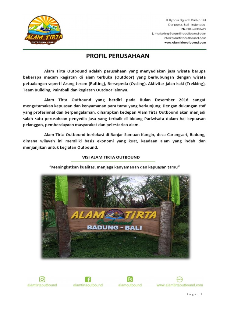 Proposal Alam Tirta Outbound - All in - 2022 | PDF