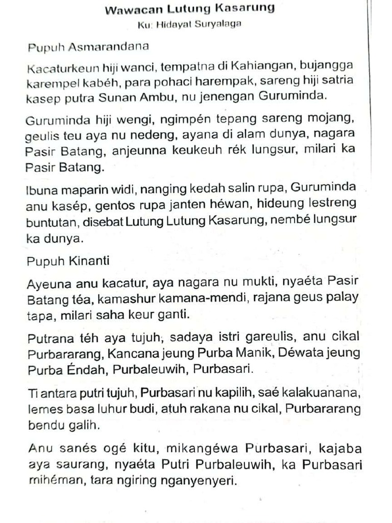 Wawacan Lutung Kasarung | PDF
