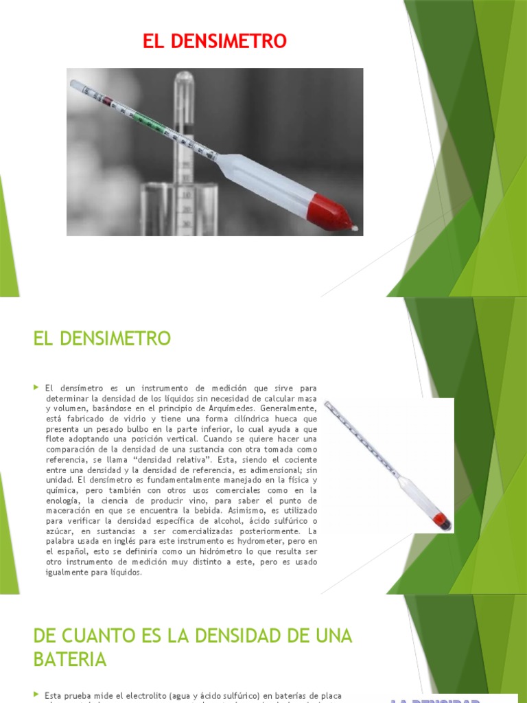 Funcionamiento y partes del densímetro | PDF | Densidad | Química