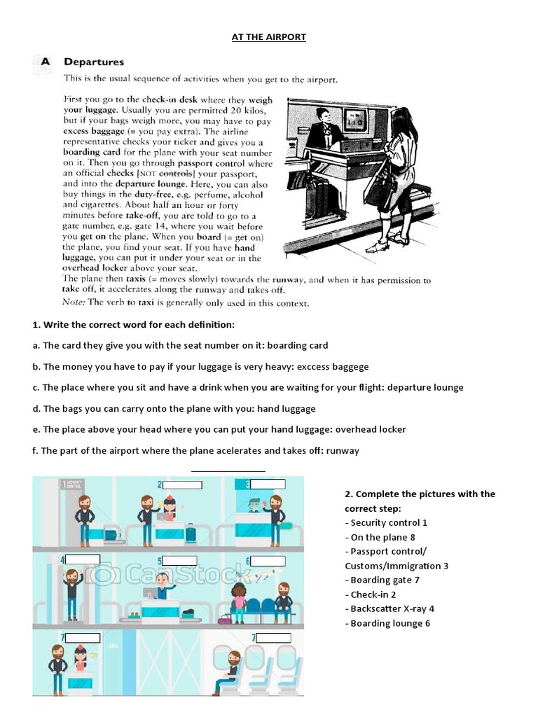 Airport Activities Vocabulary | PDF | Baggage | Transport