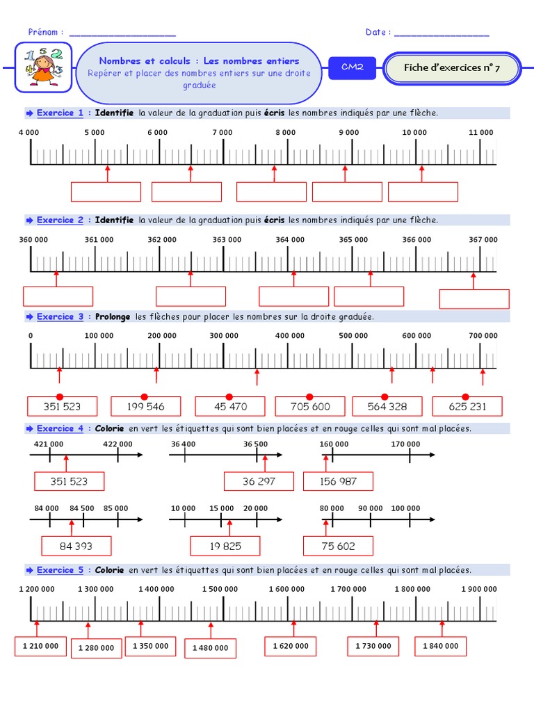 Placer des Nombres sur Droite Graduée CM2 | PDF | Méthodes et ...