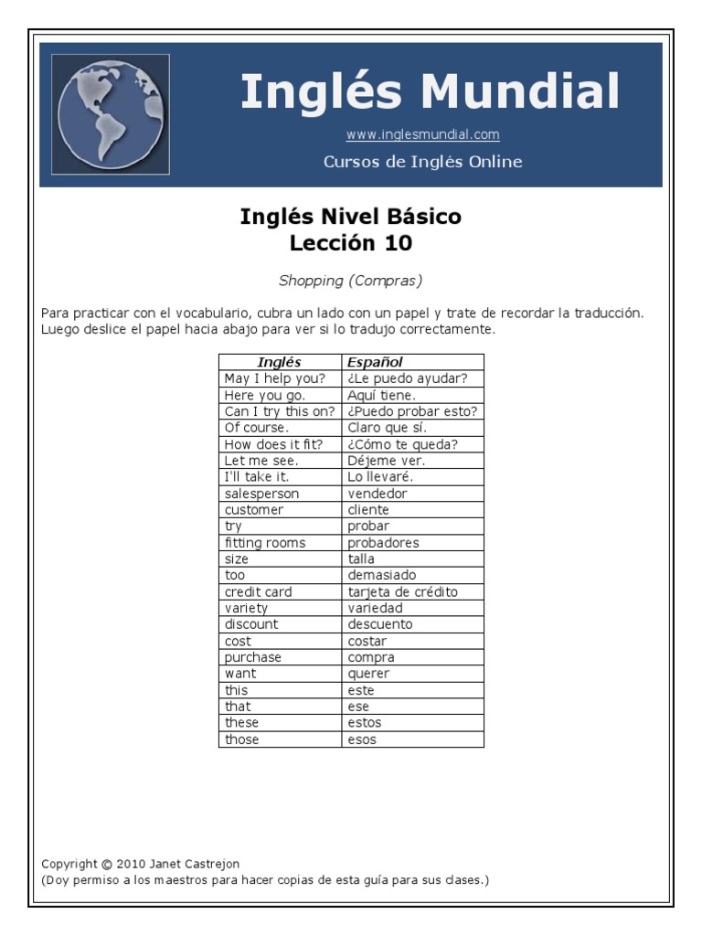 INGLES Basico - 10 | PDF
