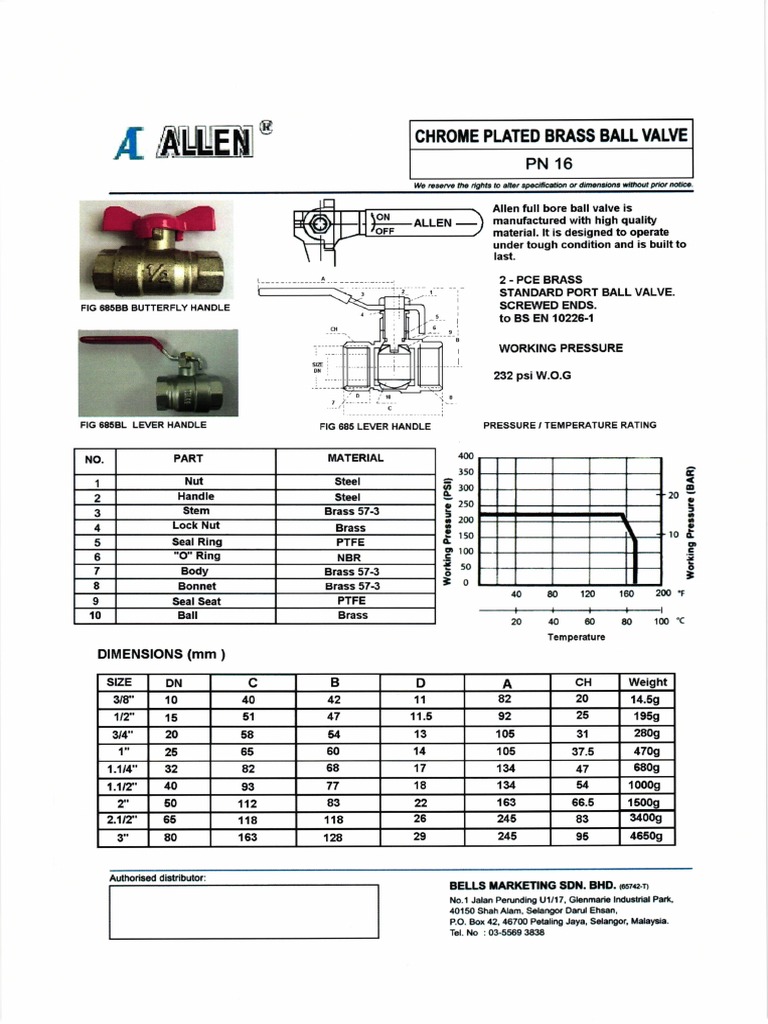 ALLEN Ball Valve | PDF | Valve | Liquids