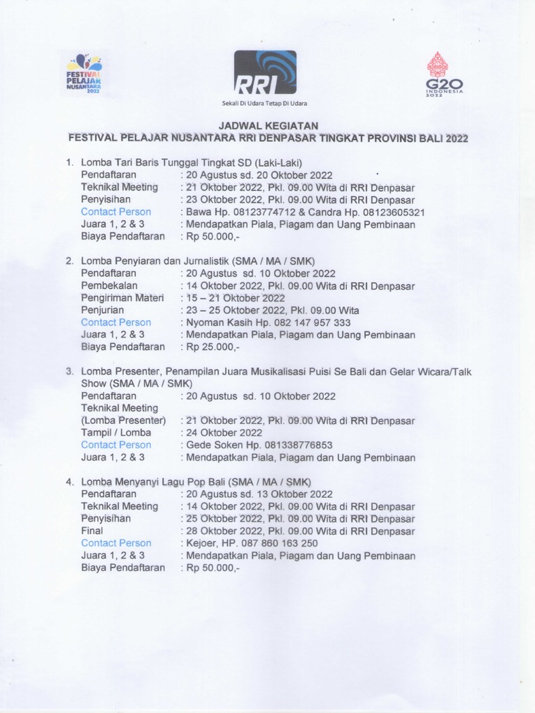 Jadwal Kegiatan FPN | PDF