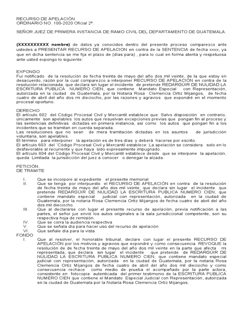 Modelos de Apelación | PDF | Apelación | Sentencia (ley)