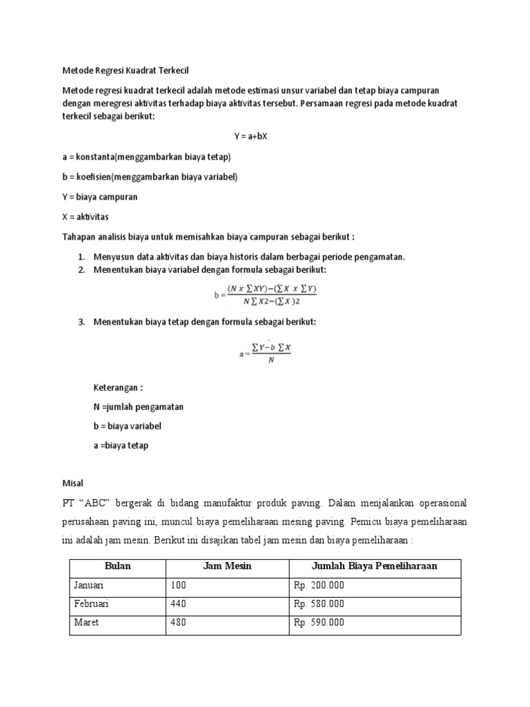 Analisis Biaya dengan Metode Kuadrat Terkecil | PDF