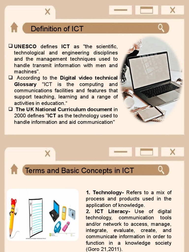 Definition, Concepts and Important Terms of ICT | PDF | Educational Technology | Internet