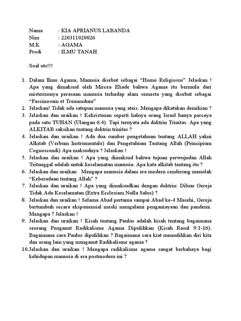 Uts Agama | PDF