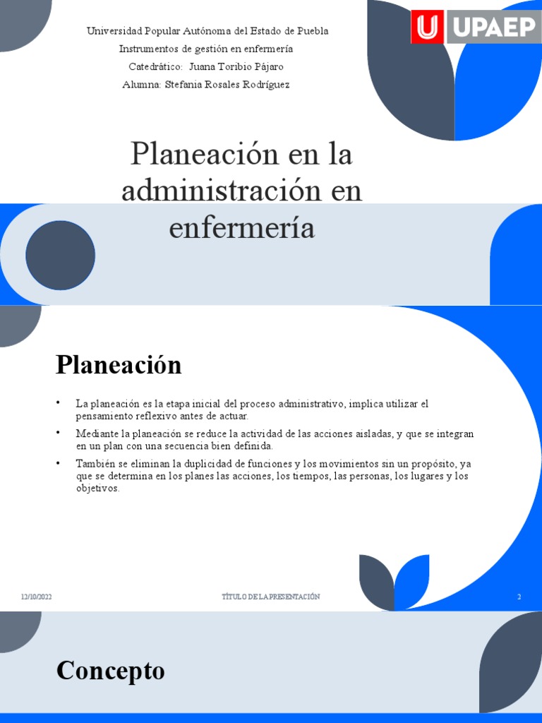 Planeación Administrativa en Enfermería | PDF | Planificación | Investigación cuantitativa