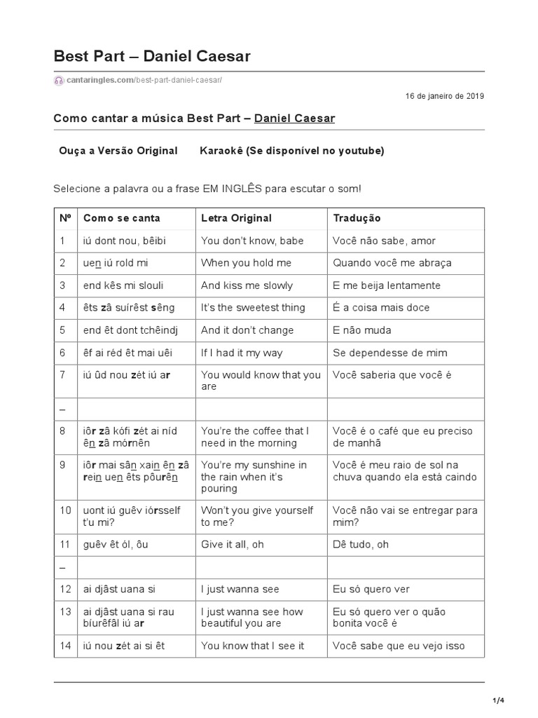 Best Part Daniel Caesar | PDF | Música gravada | Música pop