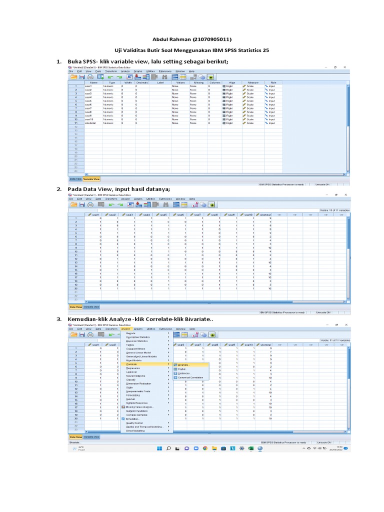 Spss Dan Koreksi R Tabel | PDF