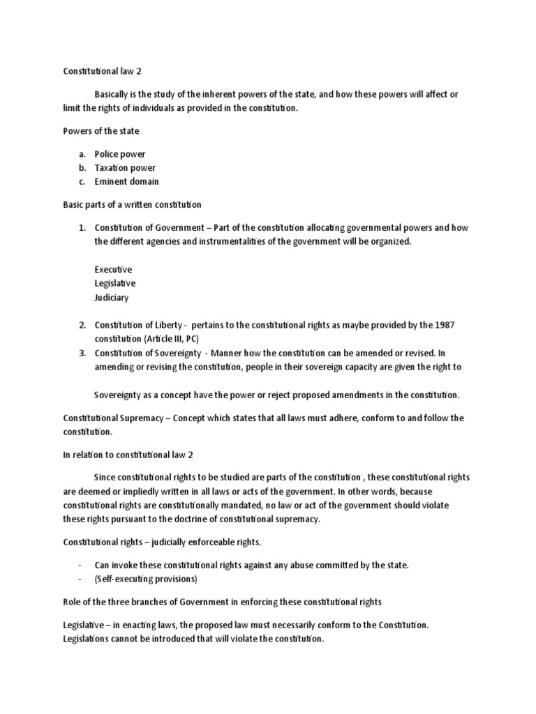 Constitutional Law 2 Notes Pdf Eminent Domain Taxes 