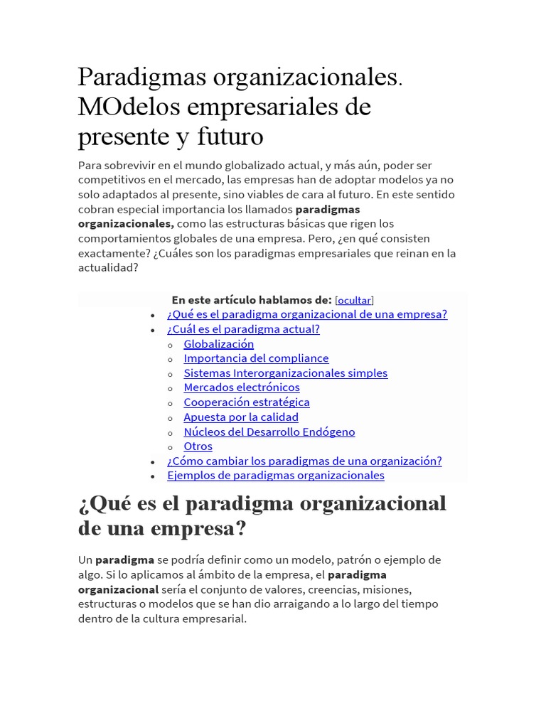 S2 CLASESV Paradigmas Organizacionales | PDF | Paradigma | Planificación