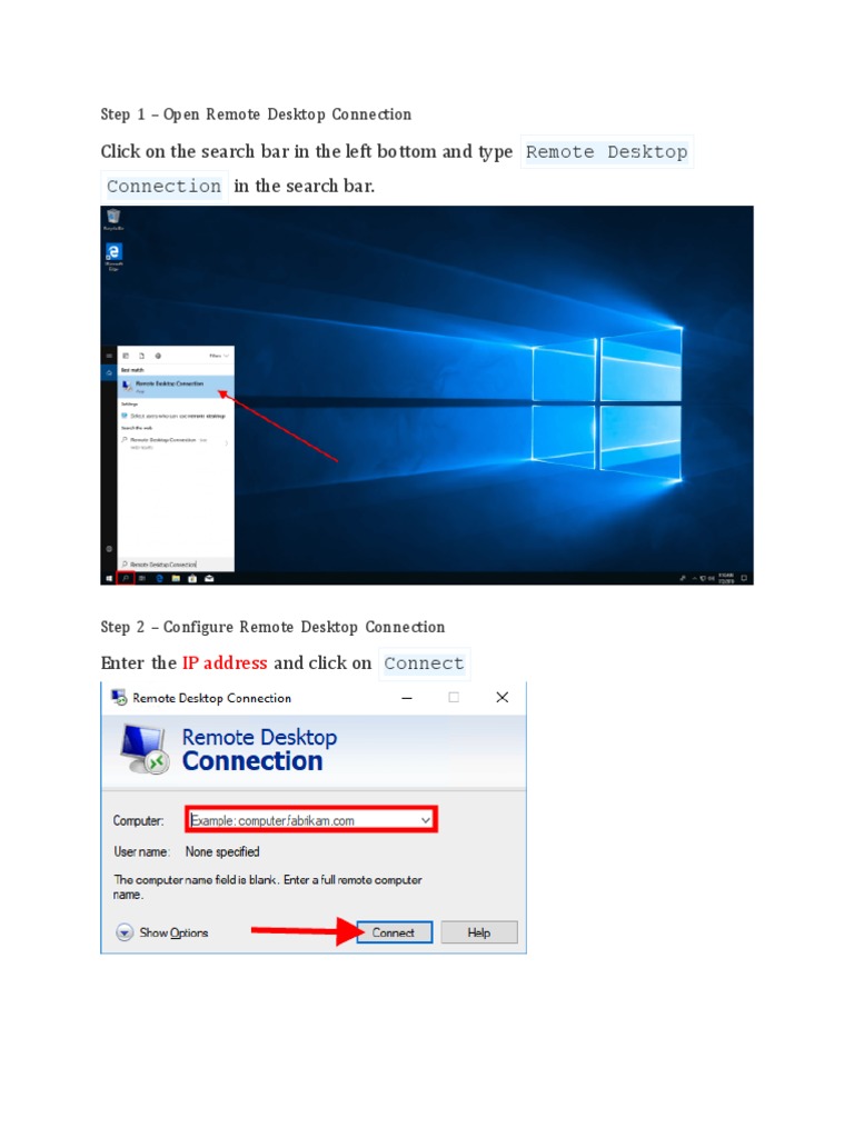 How To Connect To Your Office PC Via Remote Desktop Connection | PDF | Computers