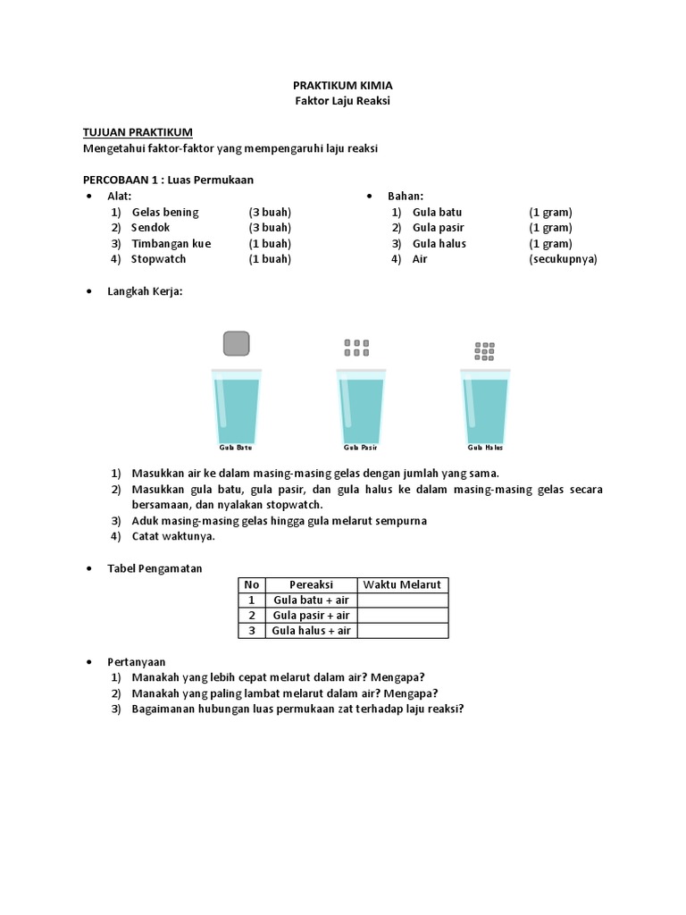 Praktikum Kimia Faktor Laju Reaksi Pdf