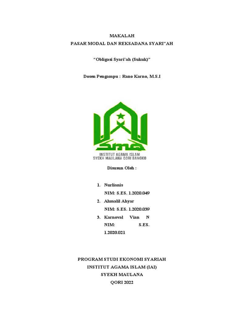 Obligasi Syariah Sukuk | PDF