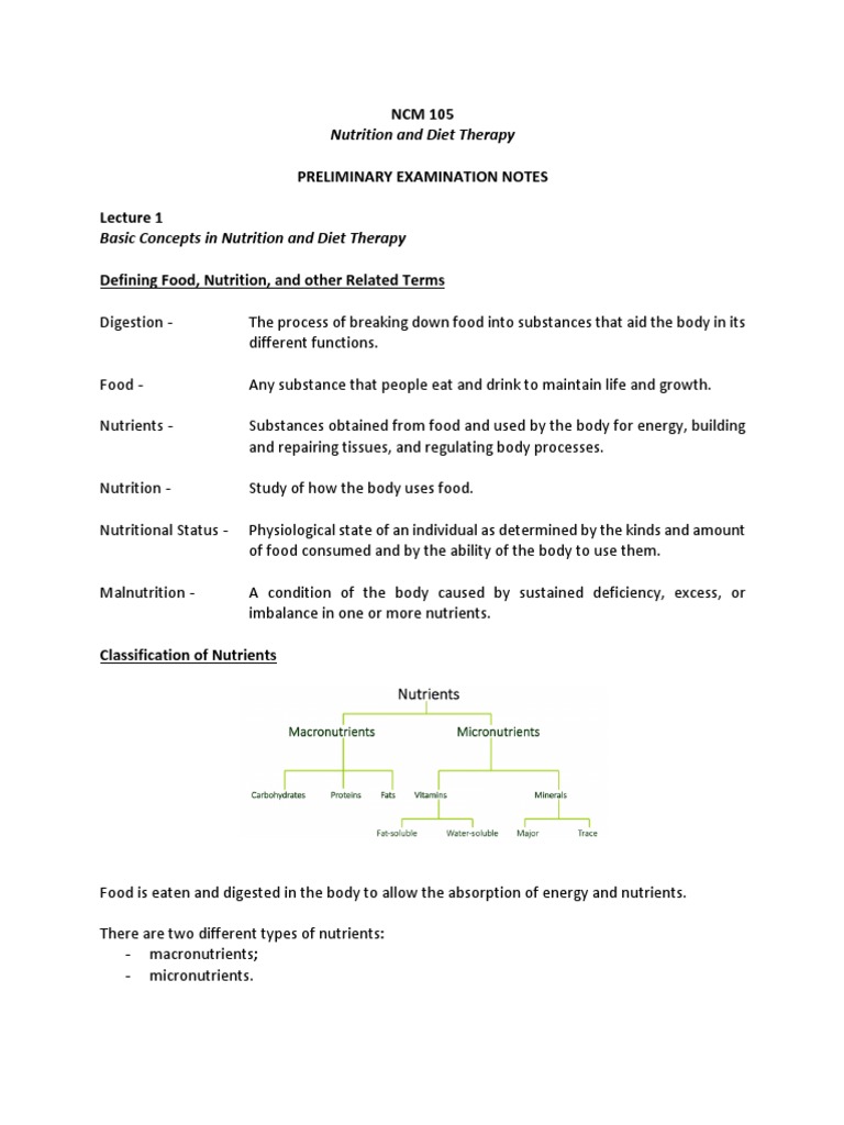 NCM 105 Prelims Notes | PDF | Carbohydrates | Fat