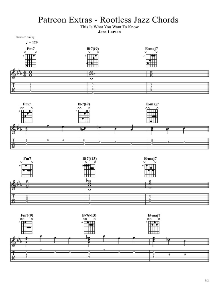 Patreon Extras Rootless Jazz Chords | PDF | Elements Of Music | Music Theory