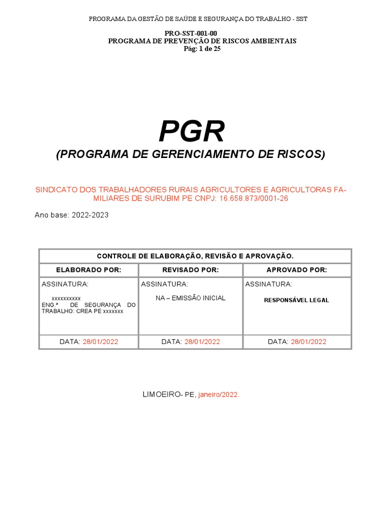 Modelo de PGR para Segurança do Trabalho | PDF | Contabilidade ...