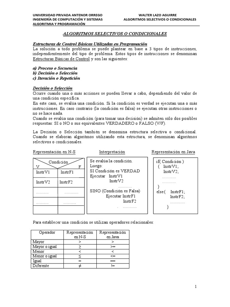 ICSI-ALGOYPROG - Algoritmos selectivos-Introduccion-VB | PDF | Algoritmos | Programación de ...
