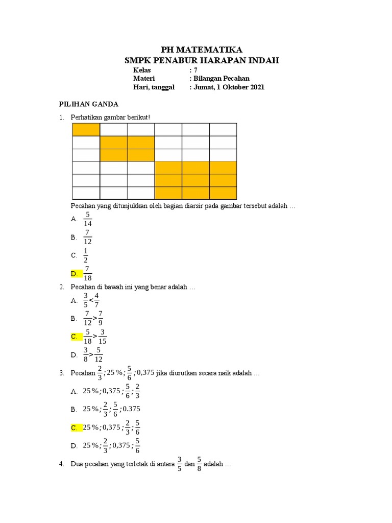 Soal PH Pecahan | PDF