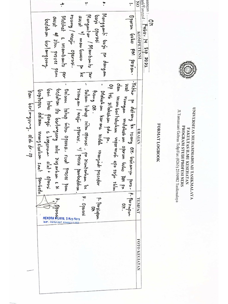 Logbook - Ruang OK - Sintia Hayatunnisa | PDF