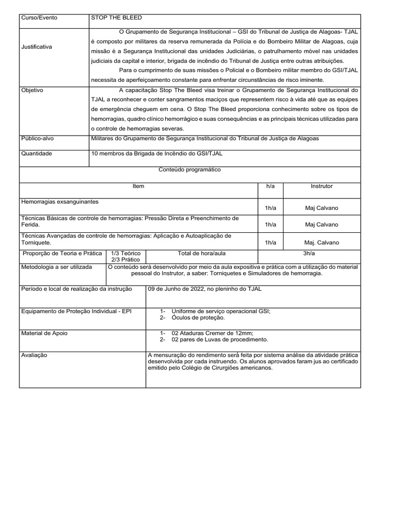Curso Stop The Bleed Pdf Polícia
