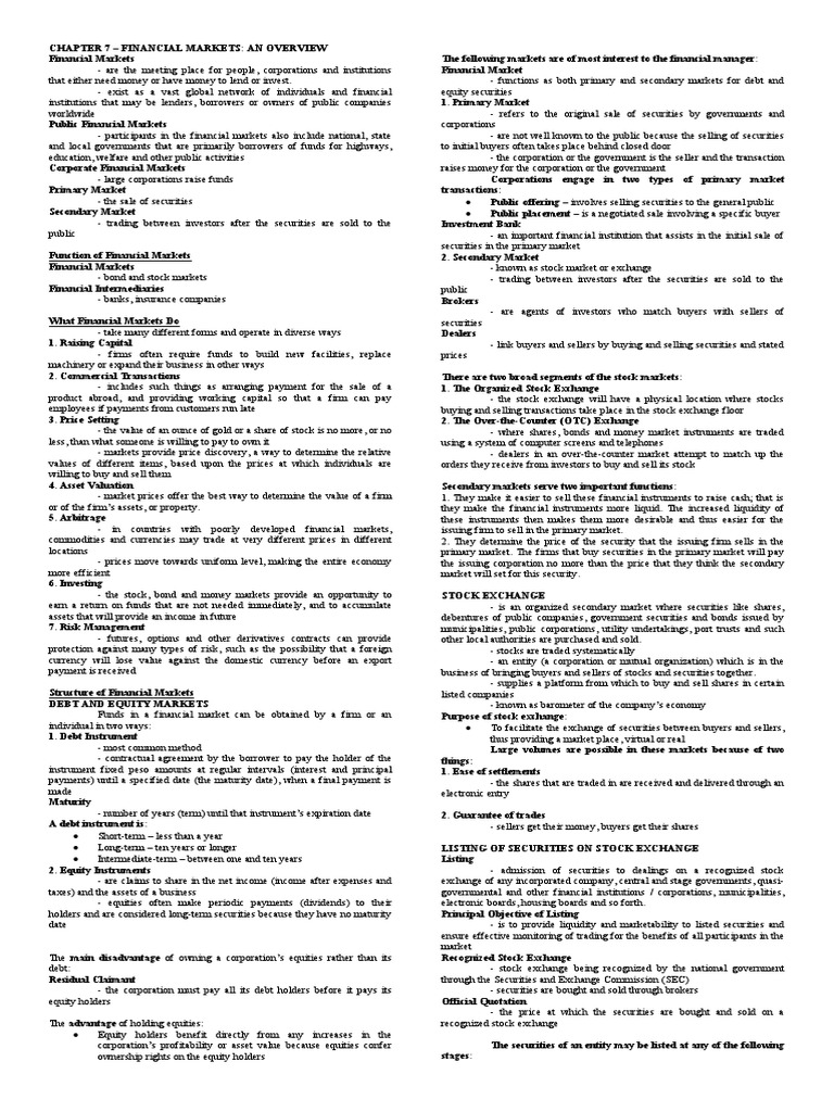 Chapter 7 Finmar | PDF | Financial Markets | Securities (Finance)