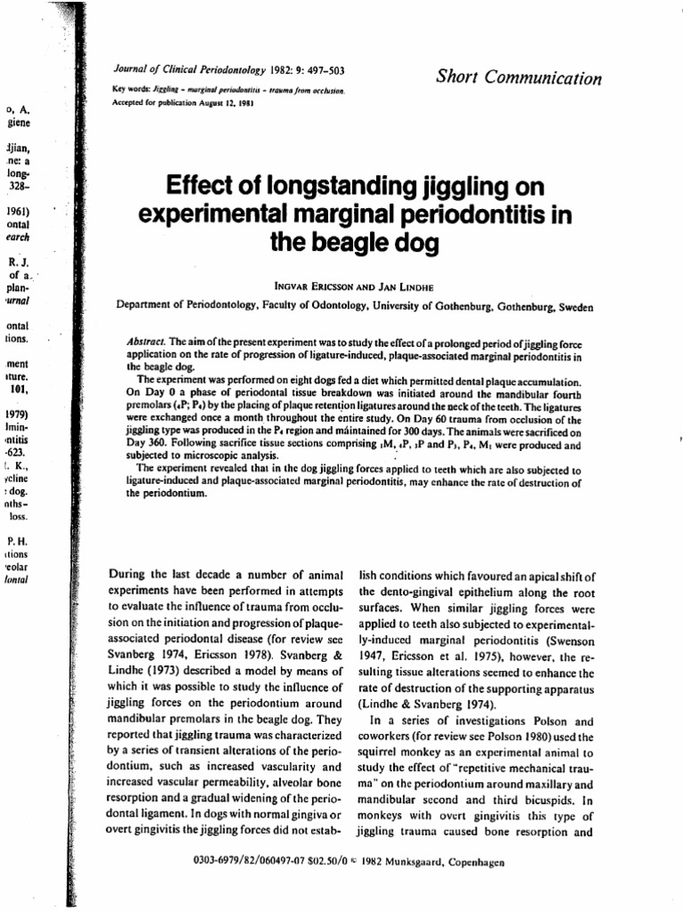 2-Ericcson, I. 1982 Effect of Longstanding Jiggling On Experimental ...