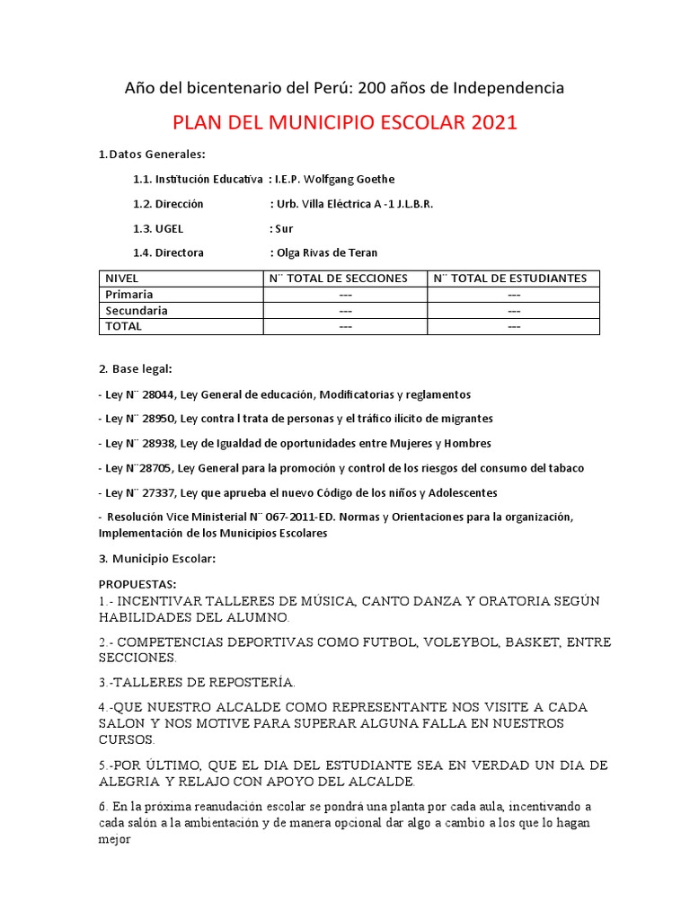 Plan Del Municipio Escolar 2021 - Anderson | PDF | Educación Secundaria