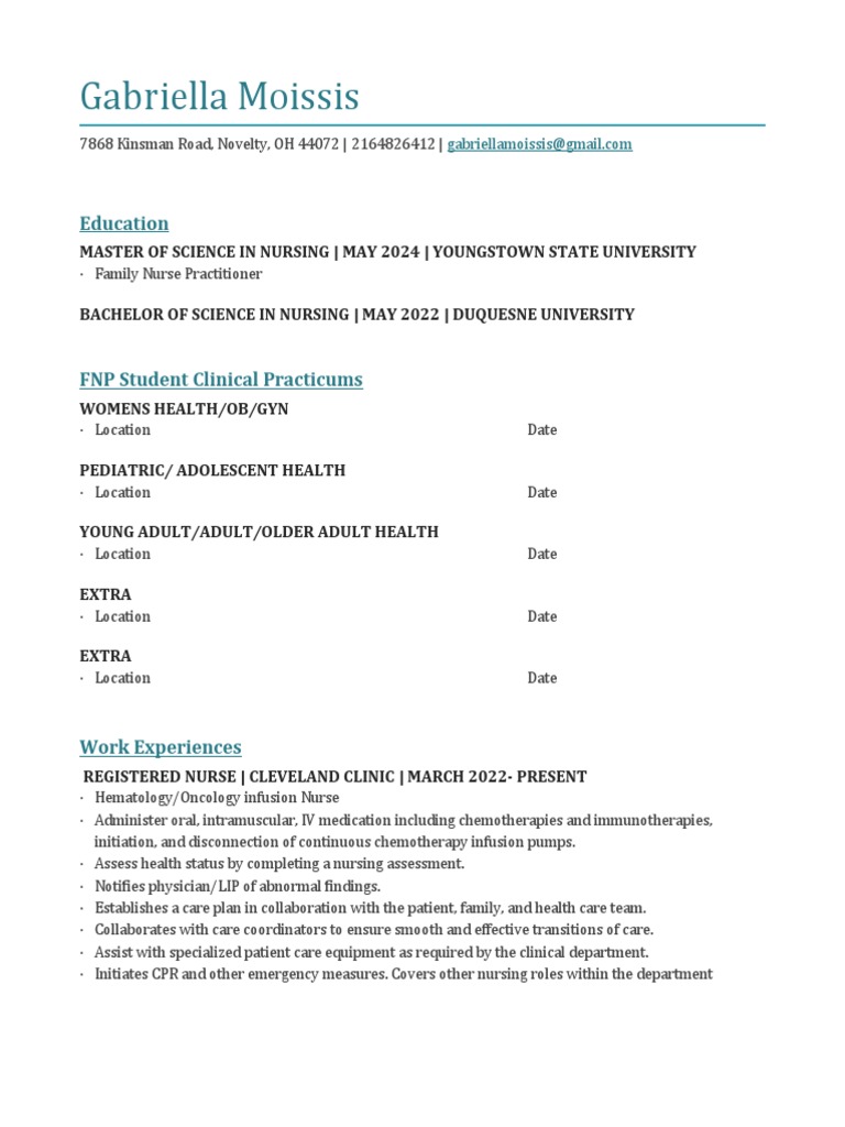 Resume 9-2022 | PDF | Nursing | Patient