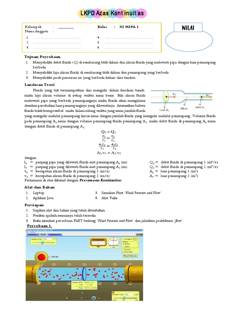 LKPD Fluida Dinamis | PDF