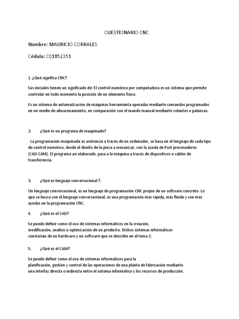 Parcial de CNC II | PDF | Control numerico | Programa de computadora