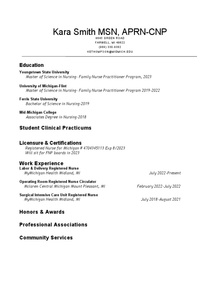 Nurse Practitioner Resume Ks | PDF