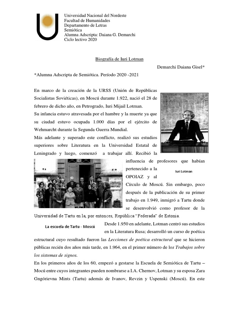 Biografía de Iuri Lotman | PDF | Teorías filosóficas | Science