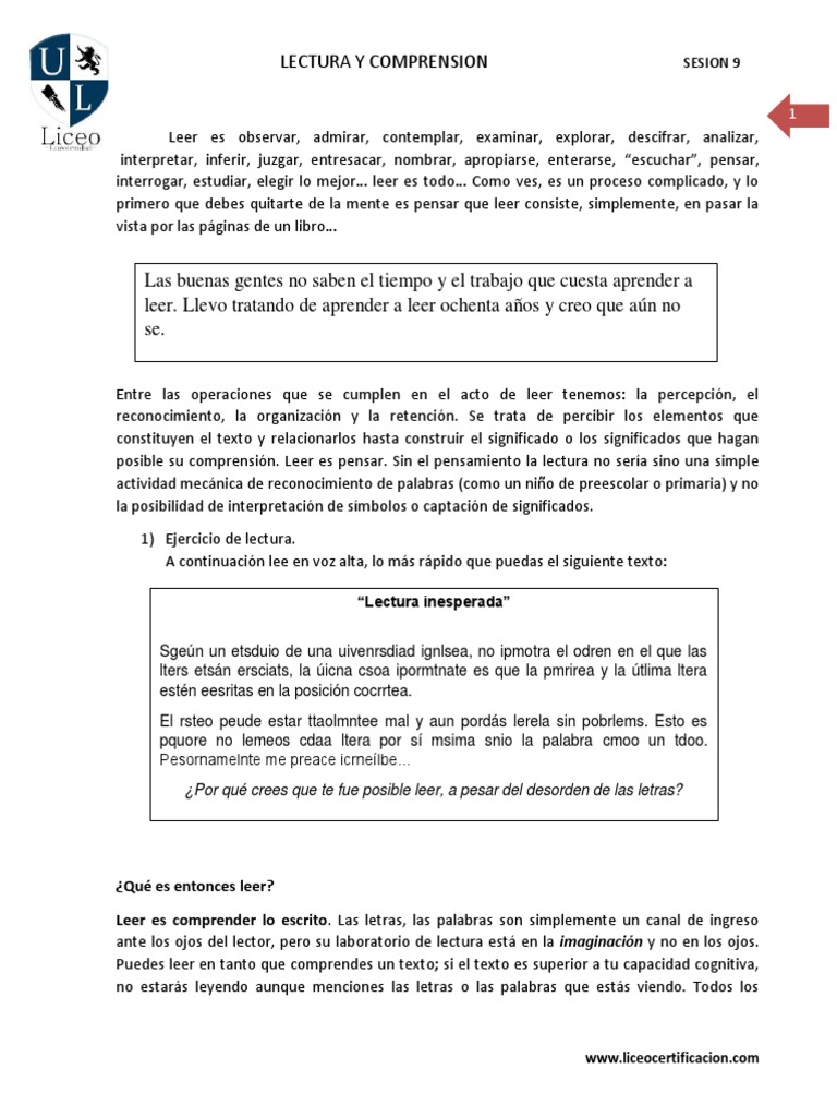 25396-09 Lectura y Comprension | PDF | Comprensión lectora | Información