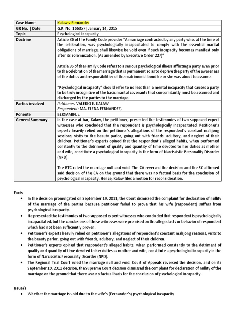 Psychological Incapacity Ruling | PDF | Expert Witness | Annulment
